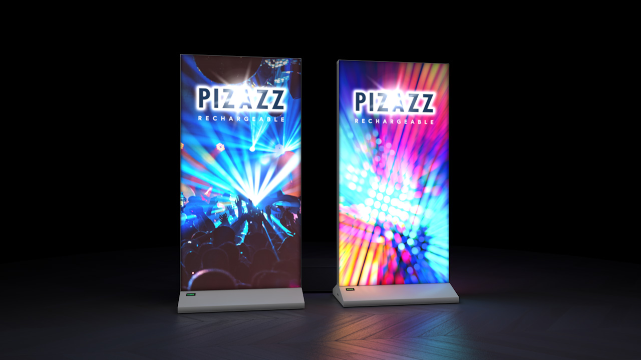 Lithium Battery Powered Fabric LED Lightbox | PIZAZZ® 2m x 1m Wireless LED Lightbox